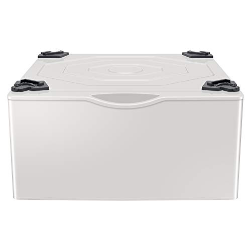 SAMSUNG 27-Inch Washer Dryer Pedestal Stand w/ Pull Out Laundry Storage Drawer, Stainless Steel, WE402NE/A3, Ivory