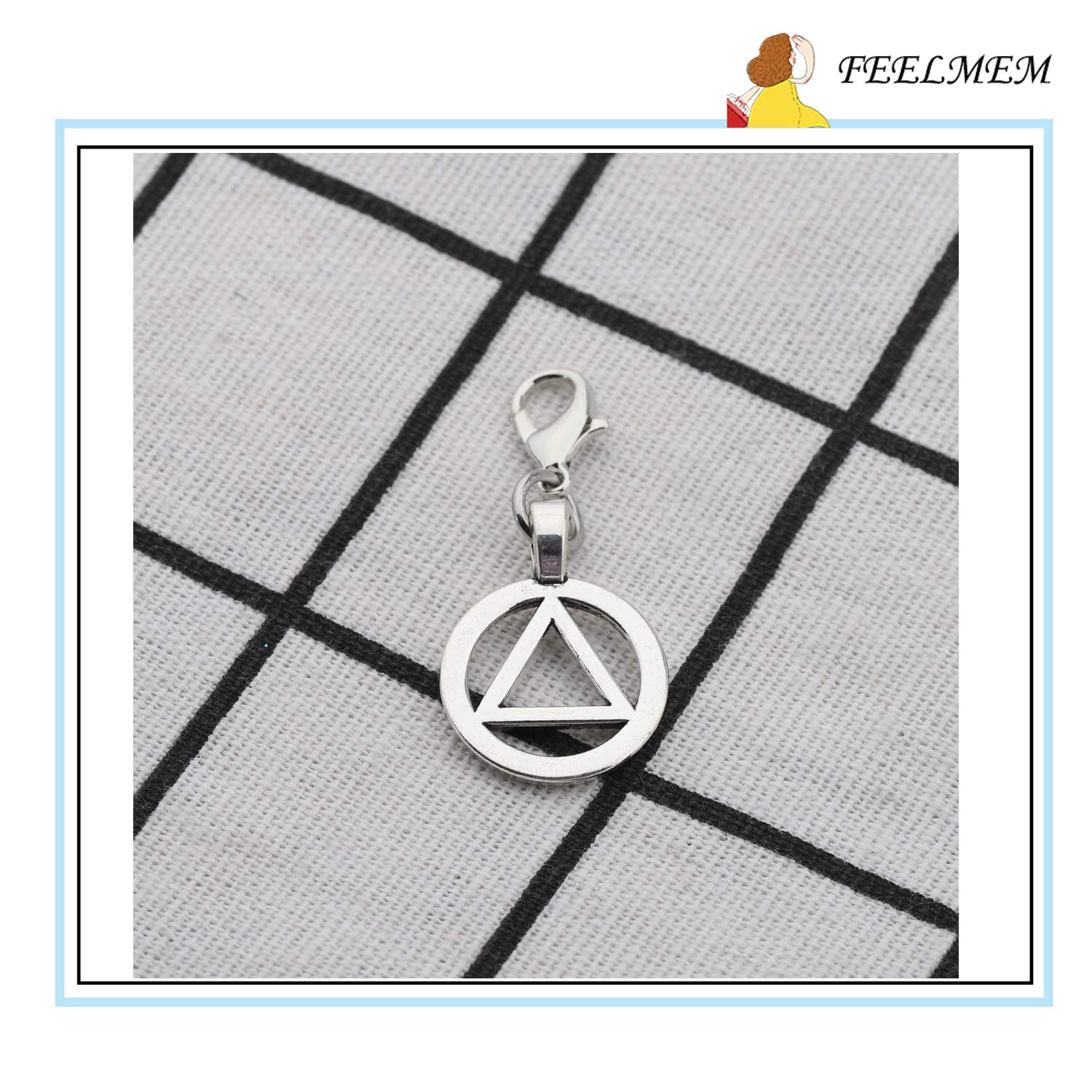 FEELMEM AA Recovery Jewelry AA Sobriety Charm Zipper Pull Alcoholics Anonymous Gifts Sober Sobriety Charm Sobriety Gifts