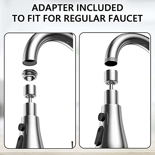 Kitchen Faucet Head Replacement - MUNNAR Pull Down Spray Head for Kitchen Faucet, Kitchen Sink Faucet Replacement Parts, 3 Modes, High Pressure, Big Angle Swivel, M22, M24 Thread Adapters Included