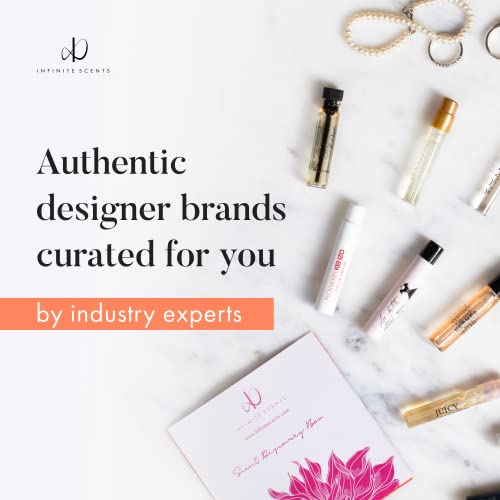 Infinite Scents Perfume Sampler Set for Women: 6 High-End Designer Perfumes + Deluxe Velvet Gift Pouch for Girlfriend, Wife, Mother