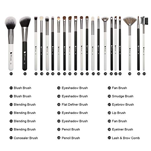 DUcare Professional Makeup Brushes Panda Series Makeup Brush Set Valentines Day Gifts 31Pcs Kabuki Foundation Blending Face Powder Blush Concealers Eye Shadows With Leather Case Organizer