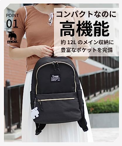 Moz ZZEI-05 Round Backpack, Backpack, Women's, Men's, Unisex, Large Capacity, Lightweight, Reflector, Black