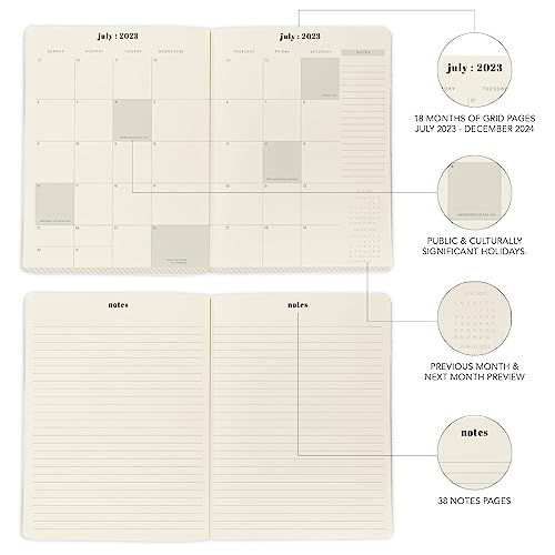 Graphique 2024 Monthly Planner | 18 Month Organizer, July 2023 – Dec. 2024 | Monthly Calendar & Notes Spreads | Marked Holidays | Peanuts Design | 8” x 10”