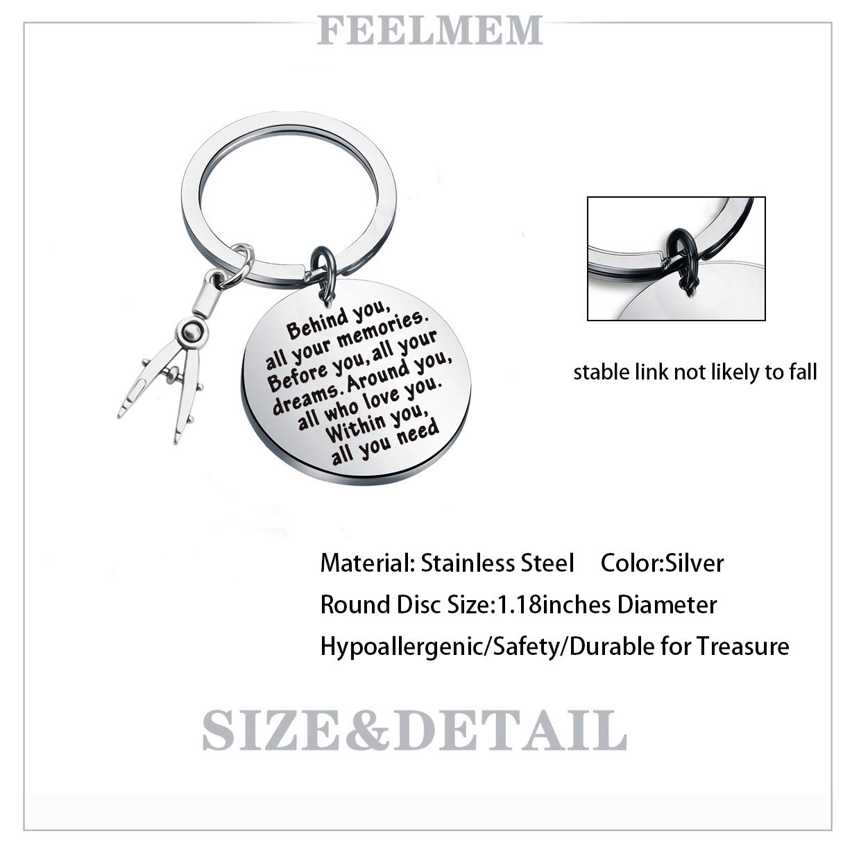 FEELMEM Architect Keychain Architecture Gift Architect Gift Behind You All Your Memories Before You All Your Dreams Architecture Student Gift Architecture Graduation Gift (Architect Keychain)