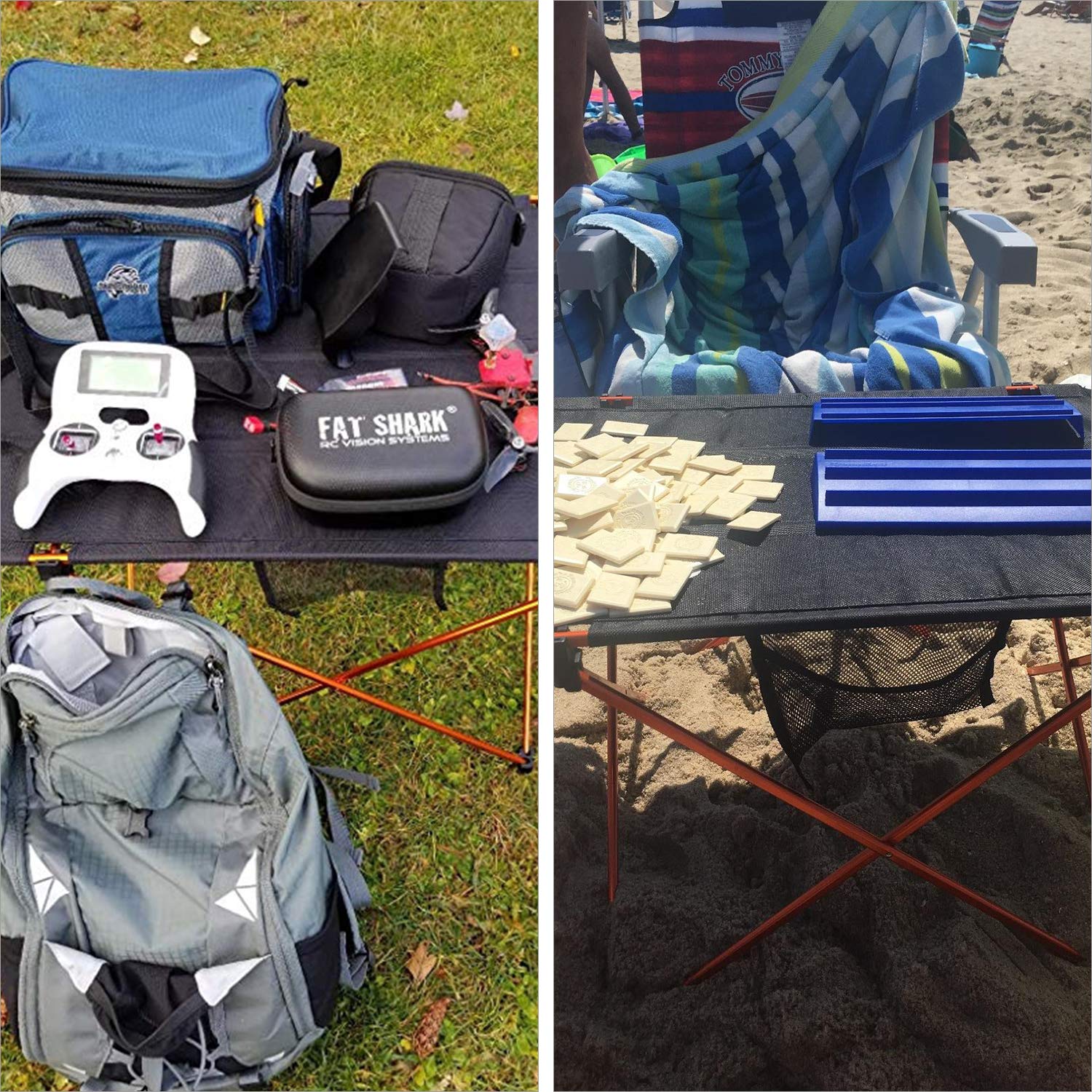 G4Free Ultralight Portable Folding Camping Table Compact Roll Up Tables with Carrying Bag for Outdoor Camping Hiking Picnic (Silver Large)