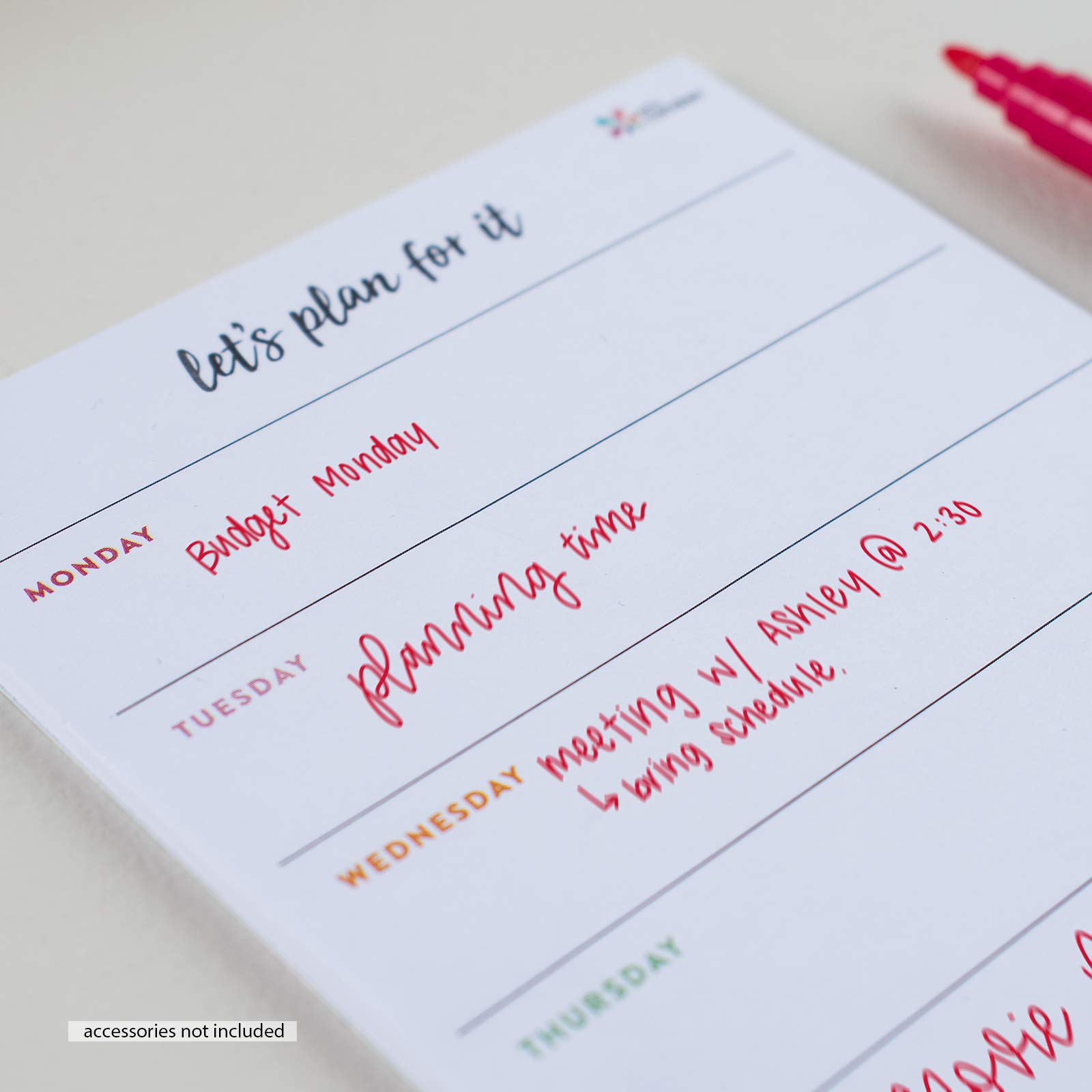Erin Condren Weekly Sticky Notepad - 3.85" x 5.25" Adhesive Weekly Schedule Pad Fits Erin Condren Desk Stand, 7 Daily Sections, 20 Sheets for 20 Weeks of Planning