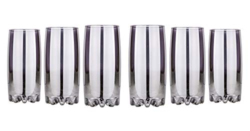 Graphite 13-Ounce Highball Glasses, Elegant Drinking Barware Set for Juice and Water, Elegant Gift for Wedding, Anniversary, Birthday, Set of 6