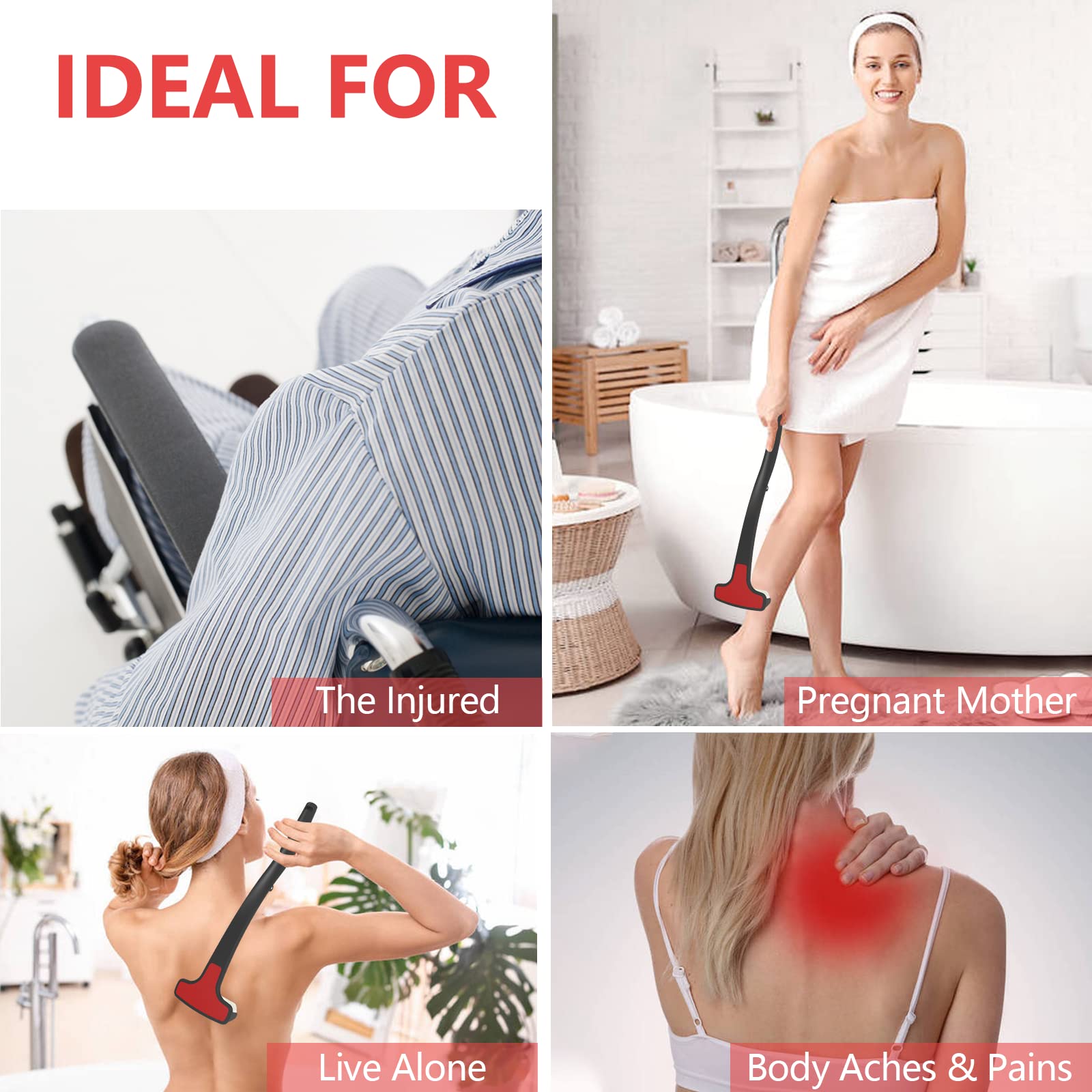 Lotion Applicator for Back & Feet & Body Folding Long Handle 2 Replaceable Foam Rollers Moisturizer Sunscreen Pain Relieving Cream Medicine Self Tanner Back Applicator Wand for Women Men Elderly