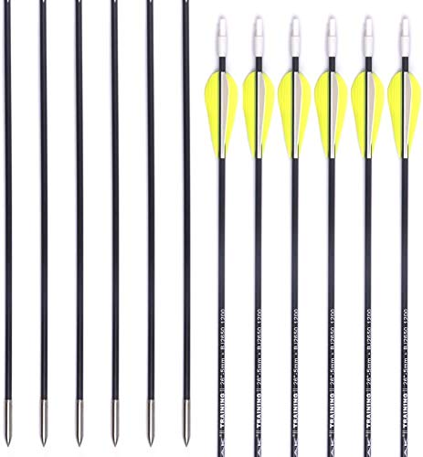 EROCK 28 inch Training Arrows-Archery Practice Target Arrows with Durable Shaft Blunt Tip for Kids Youth or Beginners on Recurve Bow Long Bow(6pcs) (Yellow)