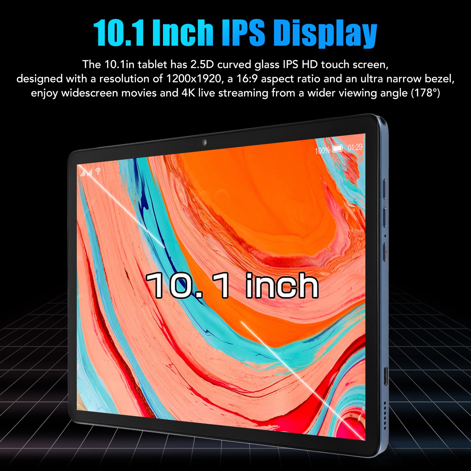 GOWENIC 10.1 Inch Tablet, Android 11 Tablet with 1920x1200 IPS HD Touch Screen, 12GB RAM 256GB ROM, 512GB Expandable, 8MP and 20MP Dual Cameras, WiFi Bluetooth, Blue