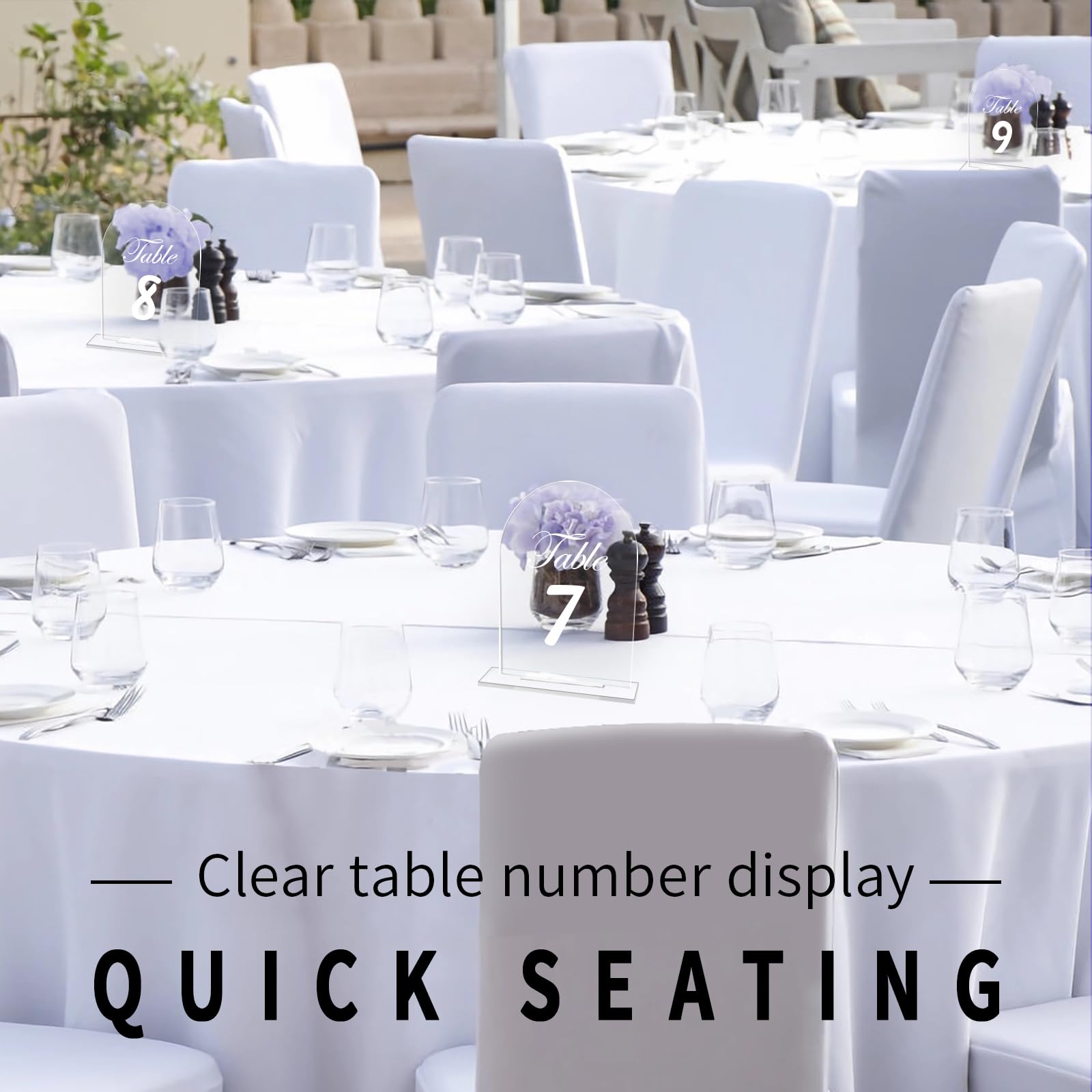 OUTNEE Wedding Table Numbers 1-20 - 5x7 Clear Acrylic Table Numbers for Wedding Reception, Arch Table Number Signs with Holders Stands for Party Centerpiece Event Restaurant Seating Chart