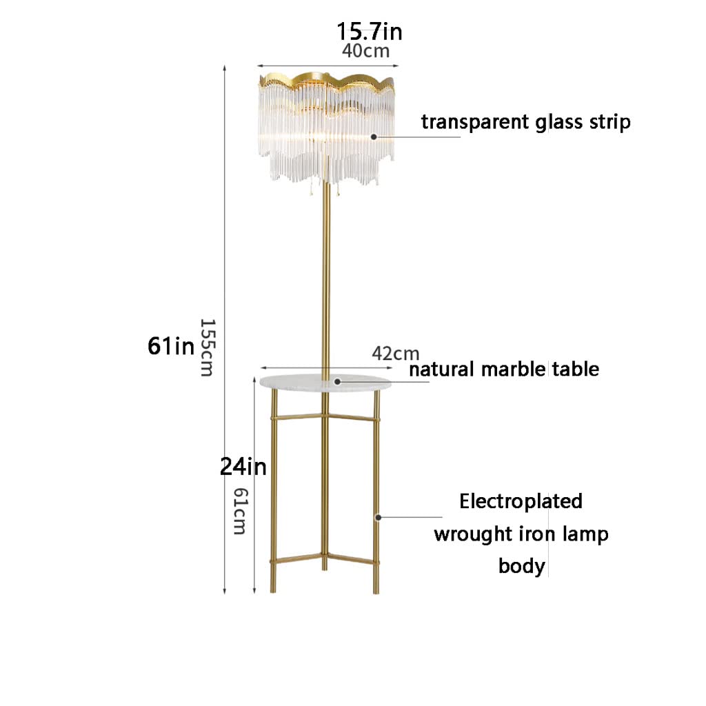Floor Lamp Table 2 In1 Side Table and Floor Lamp Nordic Luxury Crystal Standing Lamp for Bedroom Living Room Office Reading