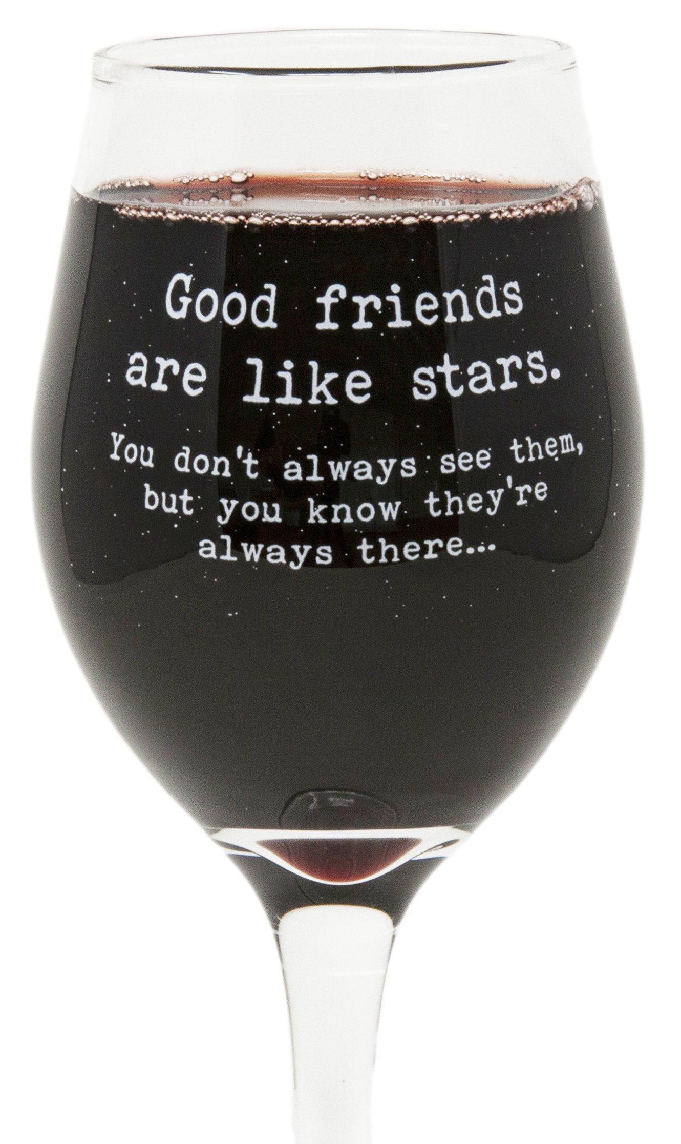 Funny Guy Mugs Good Friends Are Like Stars Wine Glass, 11-Ounce - Unique Birthday or Christmas Gift for Women, Mom, Daughter, Wife, Aunt, Sister, Girlfriend, Teacher or Coworker