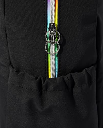 Sugar & Jade Girls' Teen Back to School, Full, Fashion Backpack, Black Multi Smiley, One Size