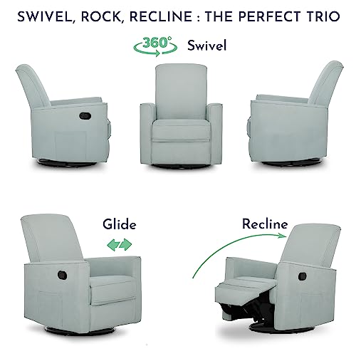 Evolur Raleigh Upholstered Plush Seating Glider Swivel, Recliner, Glider for Nursery in Light Blue, Greenguard Gold Certified, Modern Nursery Recliner, Environmentally Conscious Glider