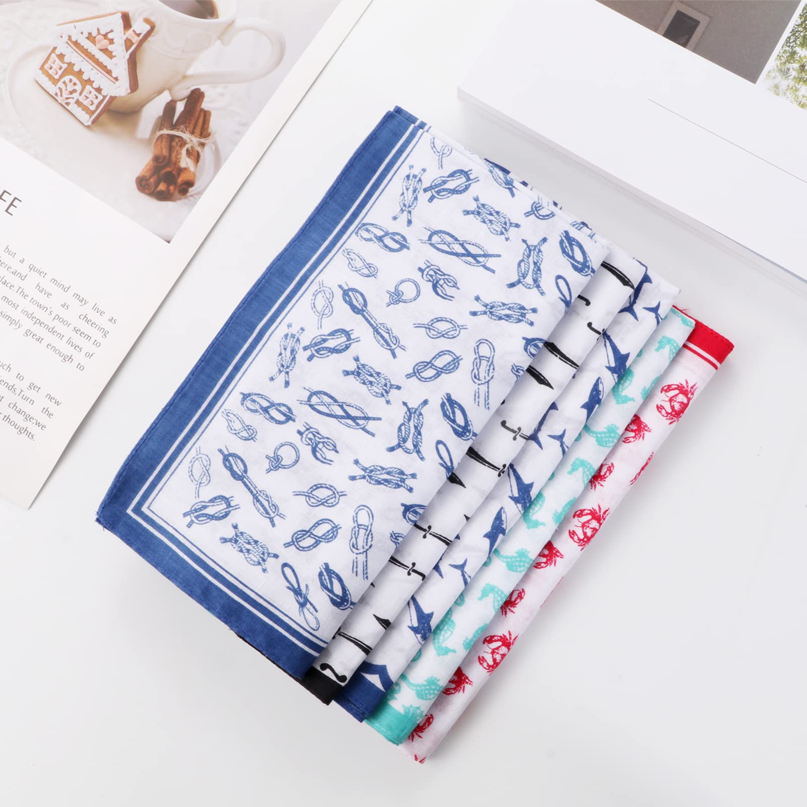 HOULIFE Women Cotton Handkerchiefs, 5/10 Pieces Soft Ladies Handkerchieves Assorted with Cartoon Pattern 15.7 x 15.7β (Mixed-5pcs)