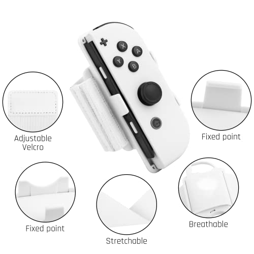 FANPL Wrist Bands for Dance 2024/2023/2022/2021/2020, Adjustable Elastic Straps for Nintendo Switch & Switch OLED Joycon Controller, 2 Pack Switch Dance Game Accessories for Adult and Kids - White