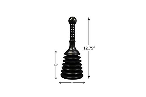 Master Plunger MPS4 Sink & Drain Plunger for Kitchen Sinks, Bathroom Sinks, Showers, and Bathtubs. Small and Strong Design with Large Bellows Commercial & Residential Use, Black