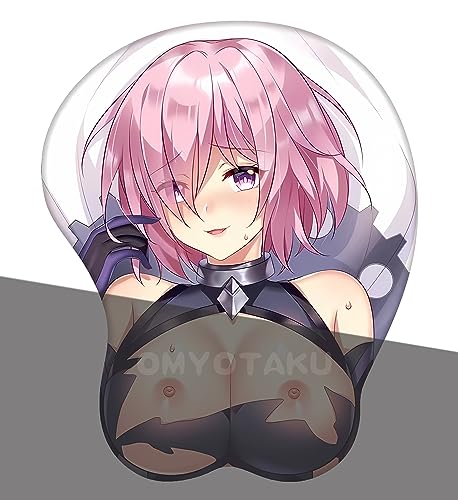 LNIUB Anime Ergonomics 3D Mousepads Comic Girl Mash Kyrielight, Silicon Gel Gaming Mice Mat, Working Wrist Cushion Pad (White)