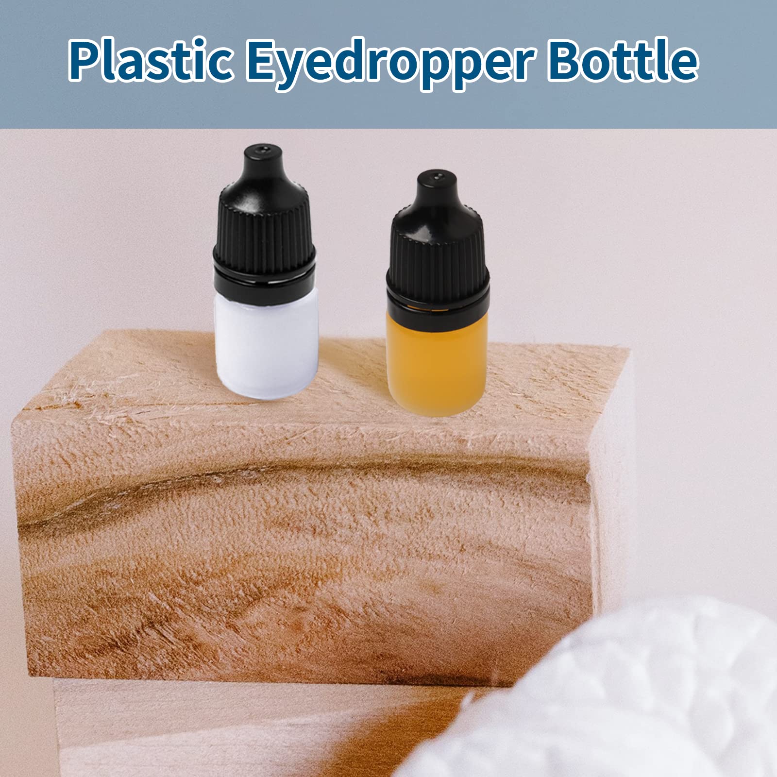 Ira Pollitt 60PCS 2ml Plastic Empty Dropper Bottles Squeezable Eyedrops Dropping Bottle Liquid Dropper with Black Cap for Home and Travel