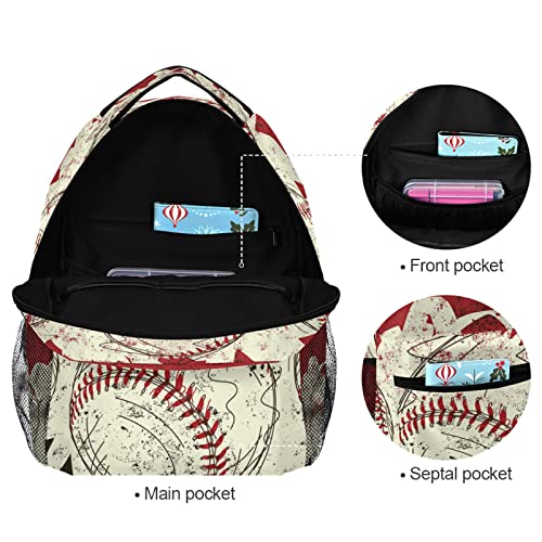 SUABO Laptop Backpack, Retro Baseballs Computer Bag Book Bag Travel Hiking Camping Daypack