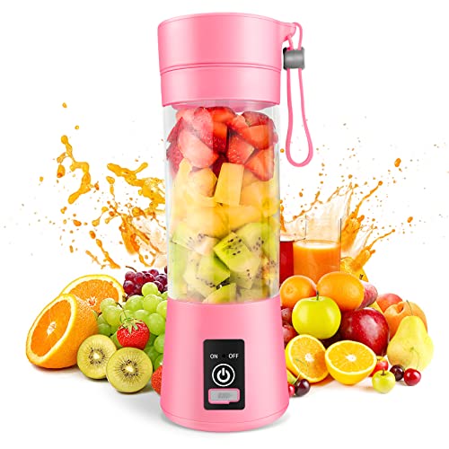 FlyBanboo Portable Blender,Personal Blender for Shakes&Smoothies,Blenders with Rechargeable USB,380Ml Traveling Fruit Veggie Juicer Cup With 6 Blades,2023 Portable Blender Pink