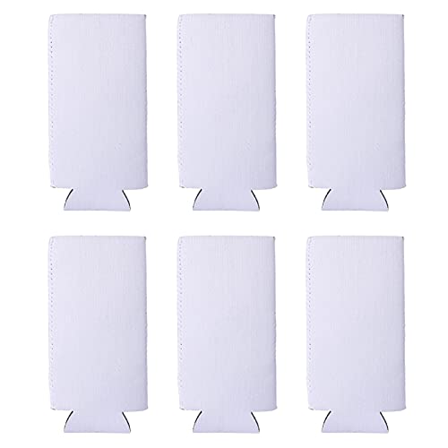 Sublimation Blanks Slim Beer Can Sleeves, 6pcs Neoprene Personalized Sublimation Can Cooler Covers Foldable Insulators Beer Holders Fit for 12oz Slim Drink Beer Cans