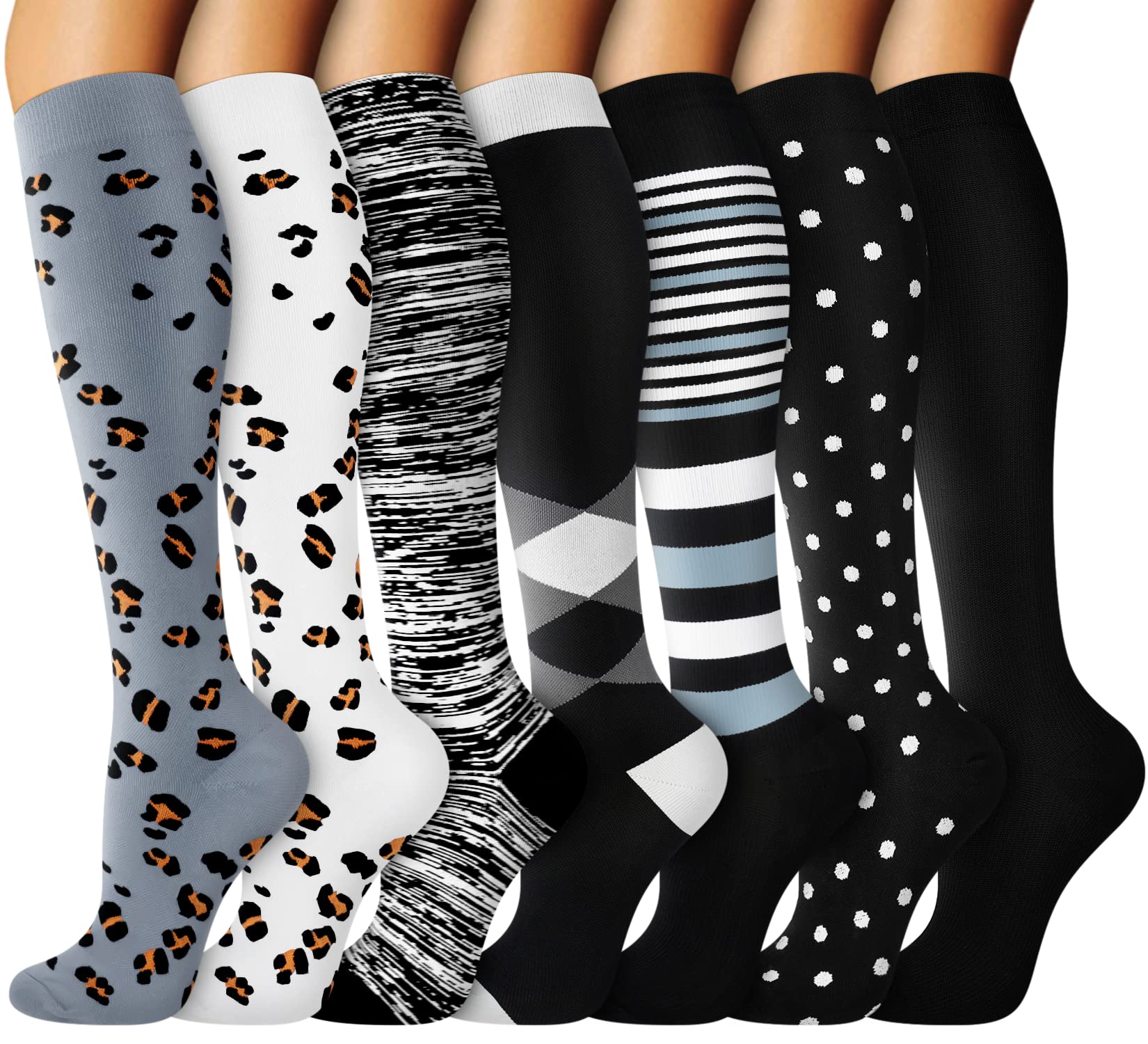 FuelMeFoot Compression Socks For Women Men 20-30 mmhg - Graduated Support Knee High Socks For Nurses, Travel, Athletic
