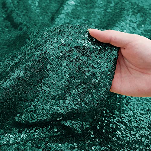 Sugargirl Dark Green Sequin Backdrop Curtain 2 Panels 2FTx8FT Glitter Dark Green Background Drapes Sparkle Photography Backdrop for Party Wedding Birthday Wall Decoration