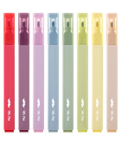 Mr. Pen- Aesthetic Highlighters, 8 Pcs, Chisel Tip, Muted Pastel Color, No Bleed Bible Highlighter Pastel, Assorted Colors, School Supplies