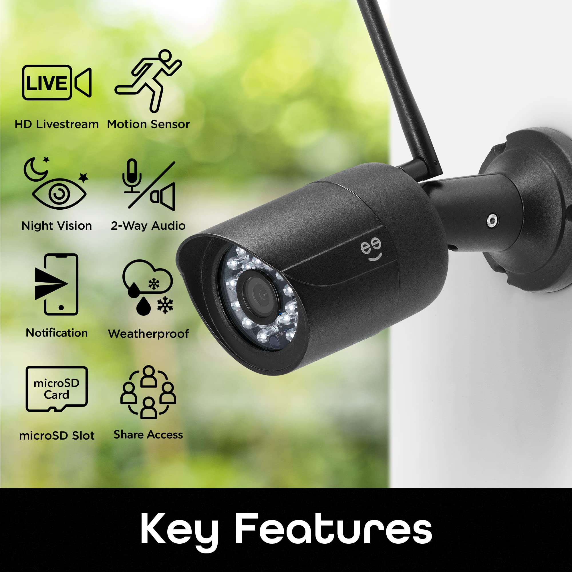 Geeni HD Hawk 2 1080p Outdoor Security Camera, IP66 Weatherproof WiFi Surveillance with Night Vision and Motion Detection, Compatible with Alexa and Google Home, No Hub Required (Black)