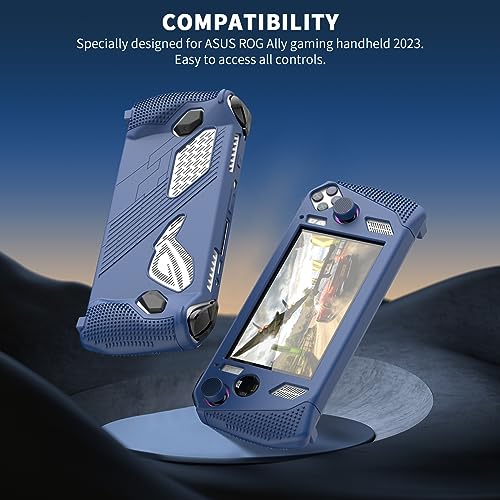 WOOPIT Silicone Case Compatible ASUS Rog Ally Gaming Handheld Console Protector,Anti-Scratch Drop-Proof Non-Slip Full Protective Rog Ally Case with 2 Pair Thumb Grips
