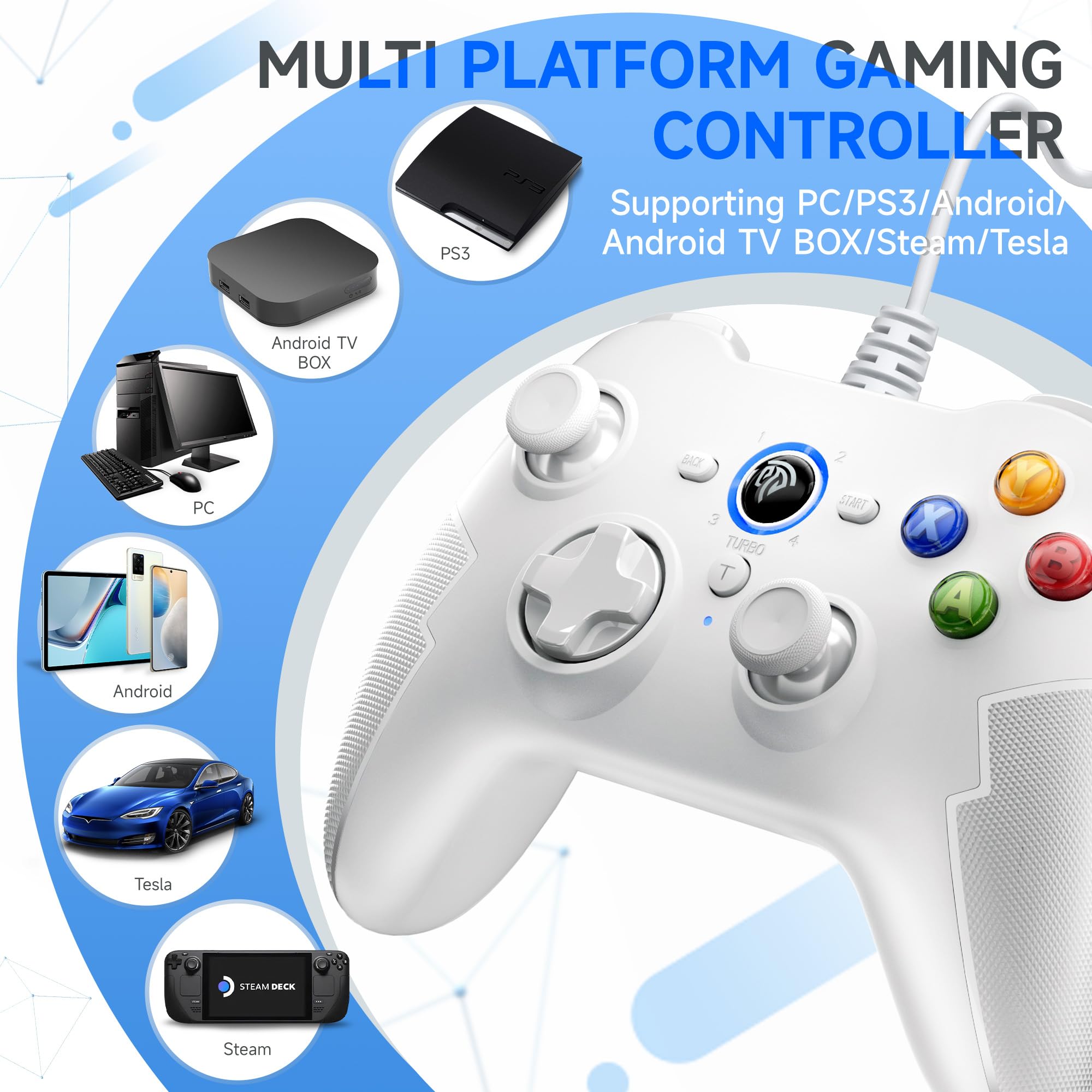 EasySMX Wireless 2.4g Game Controller Support PC (Windows XP/7/8/8.1/10) and PS3, Android, Vista, TV Box Portable Gaming Joystick Handle (Wireless Game Controller Camouflage)