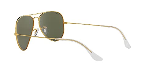 Ray-Ban RB3025 Classic Aviator Sunglasses, Gold/Green Polarized, 58 mm
