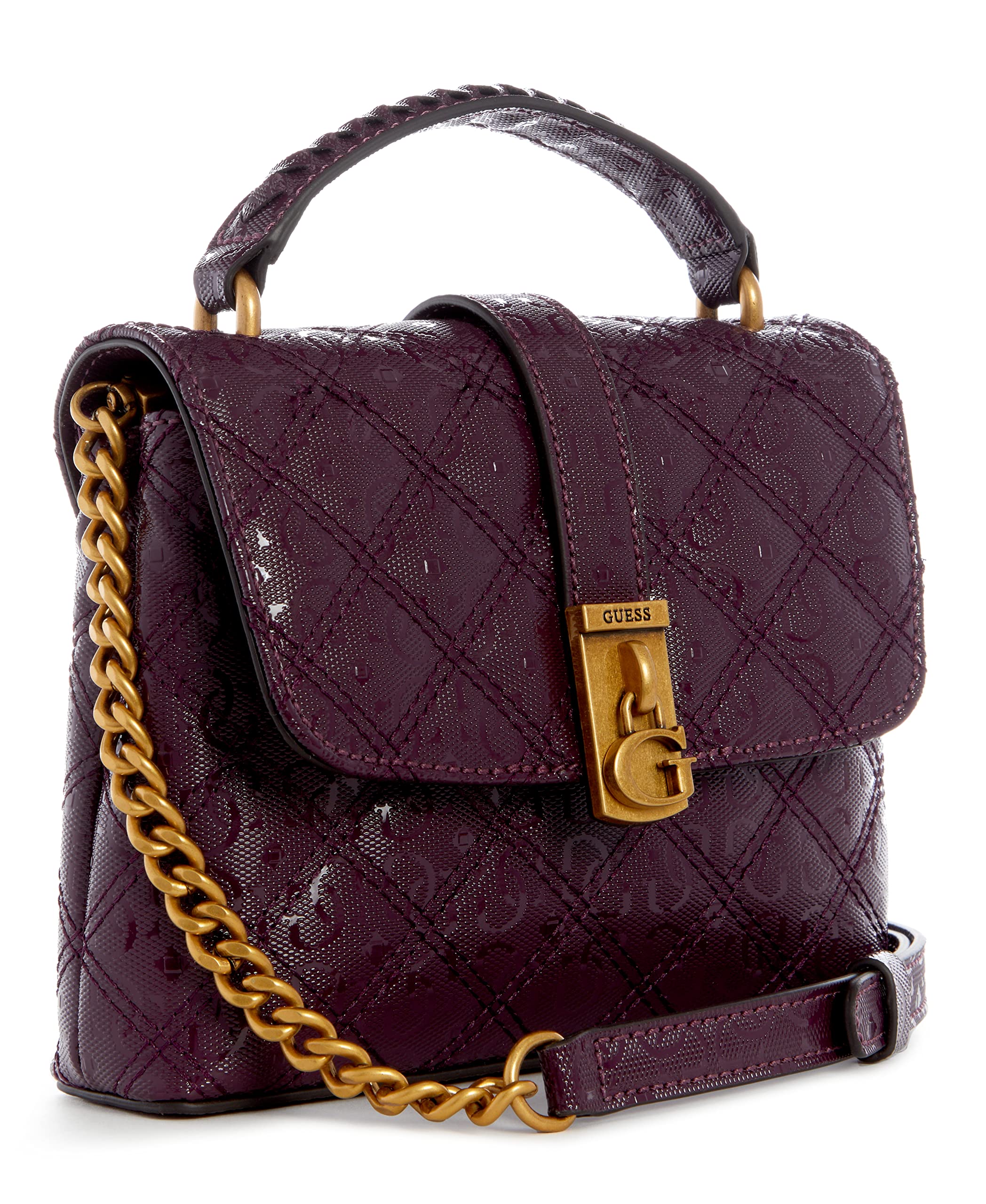 GUESS Gaia Mini Top Handle Flap, Plum