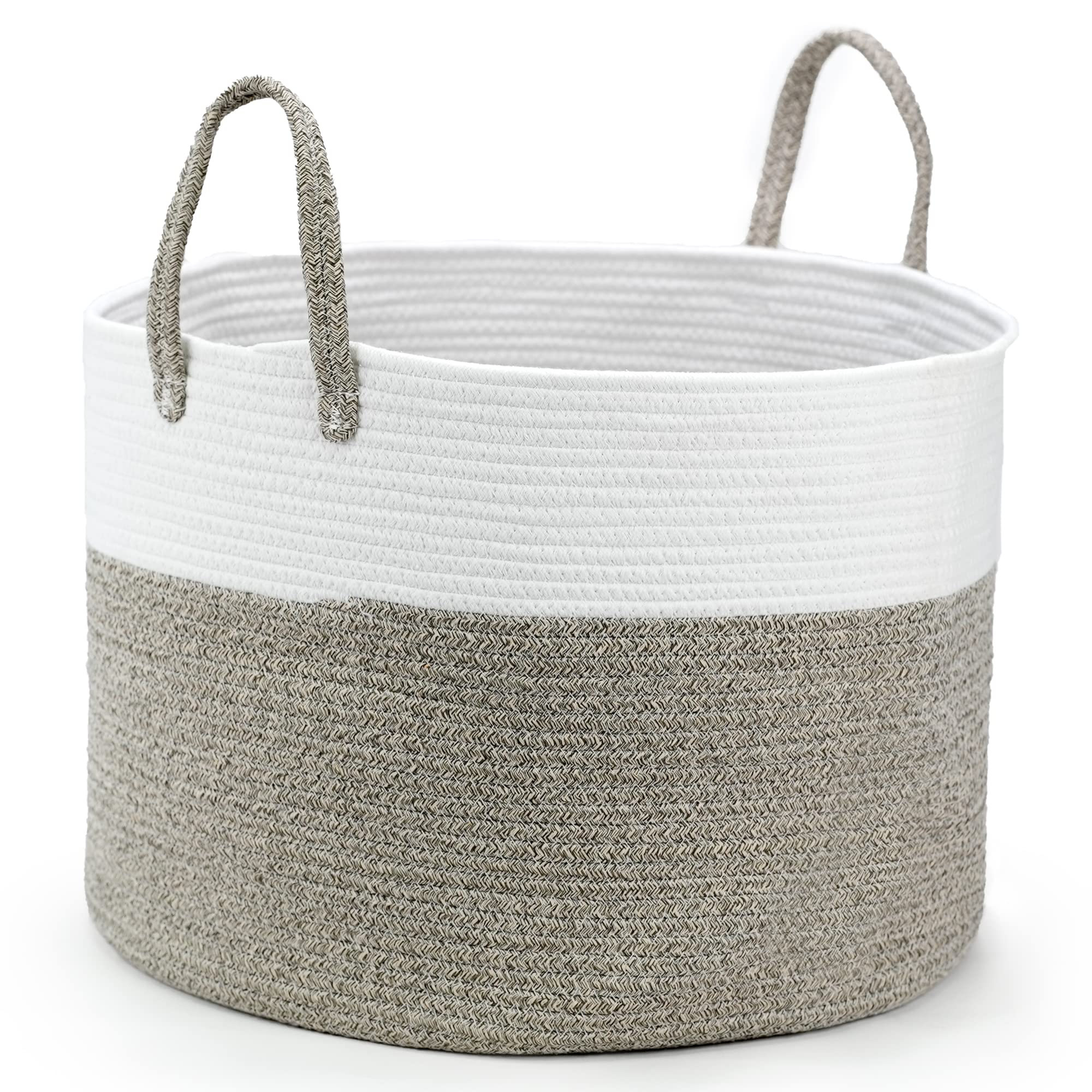 Laundry Basket Organizer, Toy Storage for Nursery 20''x20''x13.4'' Clothes Basket for Kids, Soft Cotton Woven Clothes Storage Bin Large Laundry Hamper for Blankets