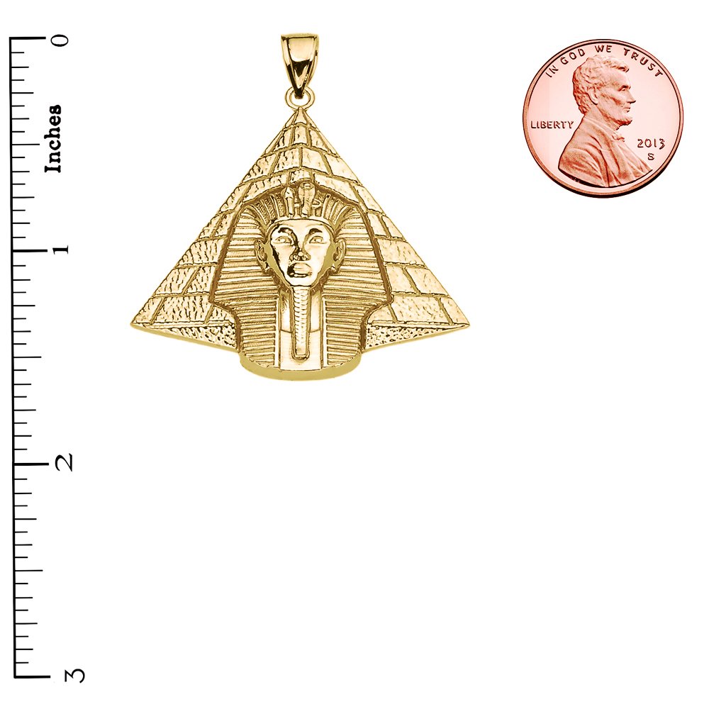 Egyptian Ankh Crosses Unique 14k Yellow Gold Pharaoh King Tut (Tutankhamun) Pyramid Pendant