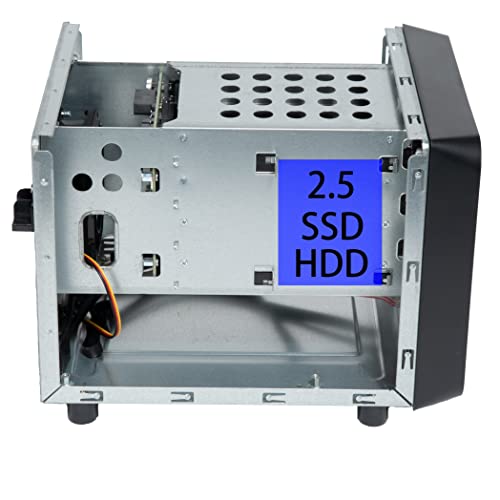 KCMconmey 4 + 1 Bay DIY NAS Case, 4 x 2.5″ / 3.5″ Tray + 1 x 2.5″ Internal Bay. MB ITX. PSU Flex. Front USB 3.0 8cm Chassis Fan Hot Swap Backplane. Network Attached Storage Private Cloud Enclosure.