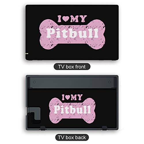 I Love My Pitbull Dog Cute Skin Decal Stickers Compatible with Switch Protective Faceplate Full Set Console