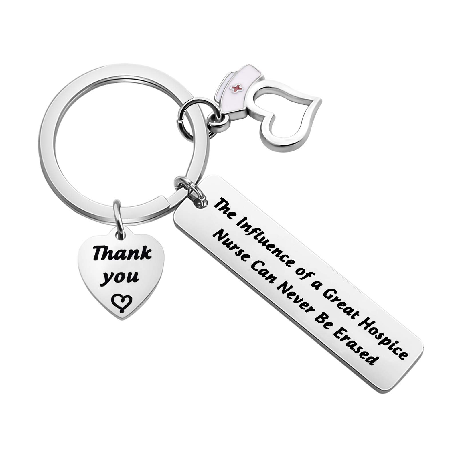 FEELMEM Hospice Nurse Gift Nurse Thank You Gift The Influence of A Great Hospice Nurse Can Never Be Erased Keychain Nursing Jewelry Nurse Life Gift for Hospice Nurses (The influence -Keychian)