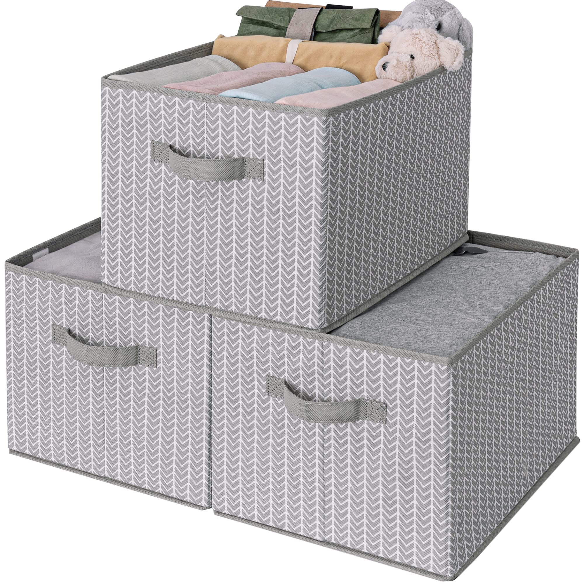 GRANNY SAYS Bundle of 3-Pack Closet Storage Boxes & 2-Pack Wicker Storage Baskets for Shelves