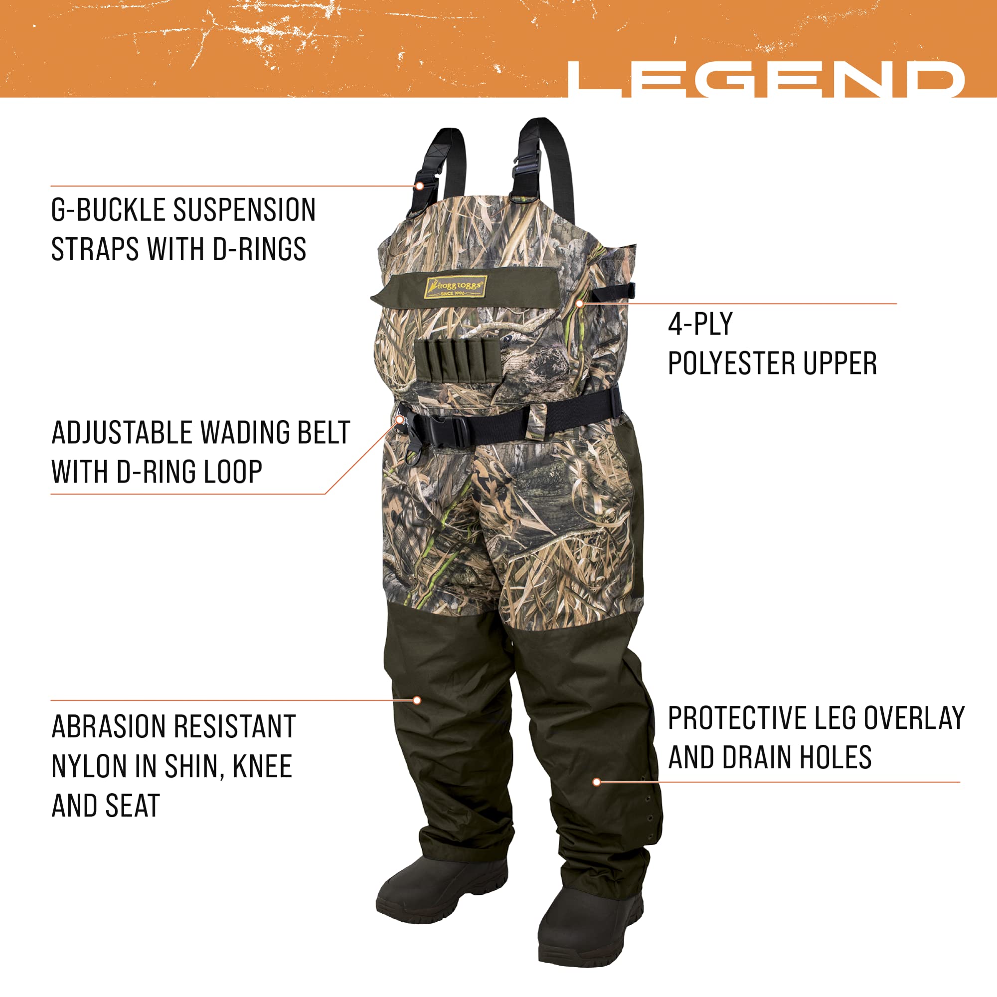 FROGG TOGGS Men's Legend 2-N-1 Hunting Wader with Zip in/Out Primaloft Liner
