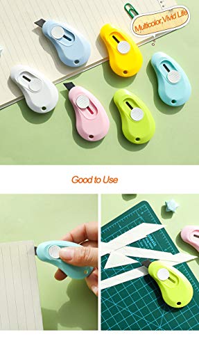 Mini Cutter Utility Knife Mini Retractable Craft Knife Letter Opener Portable Box Paper Cutter Touch Knife(3-count) (Blue+Yellow+Cyan)