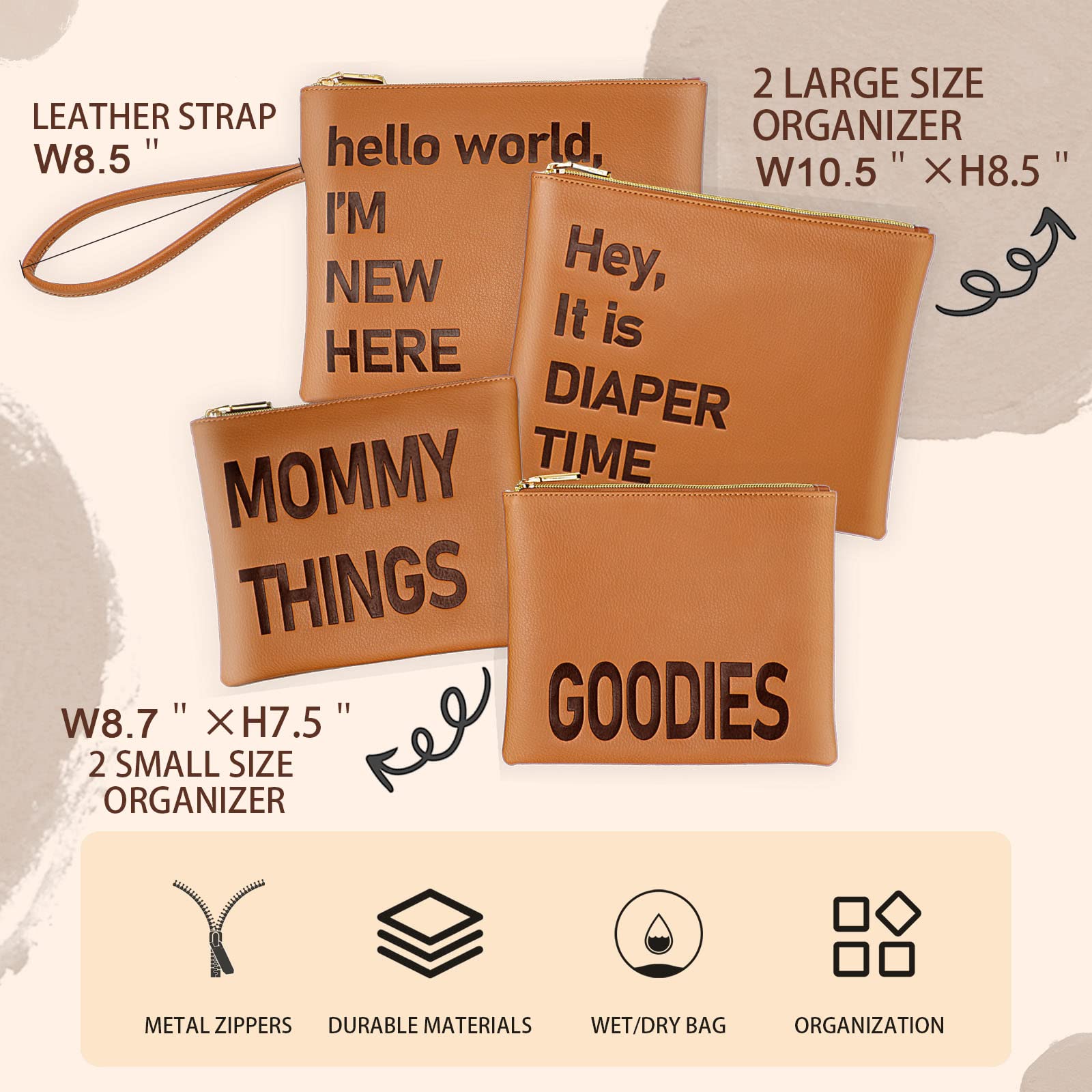 miss fong Diaper Bag Backpack Leather Diaper Bag & Diaper Bag Organizer Pouches Bundle