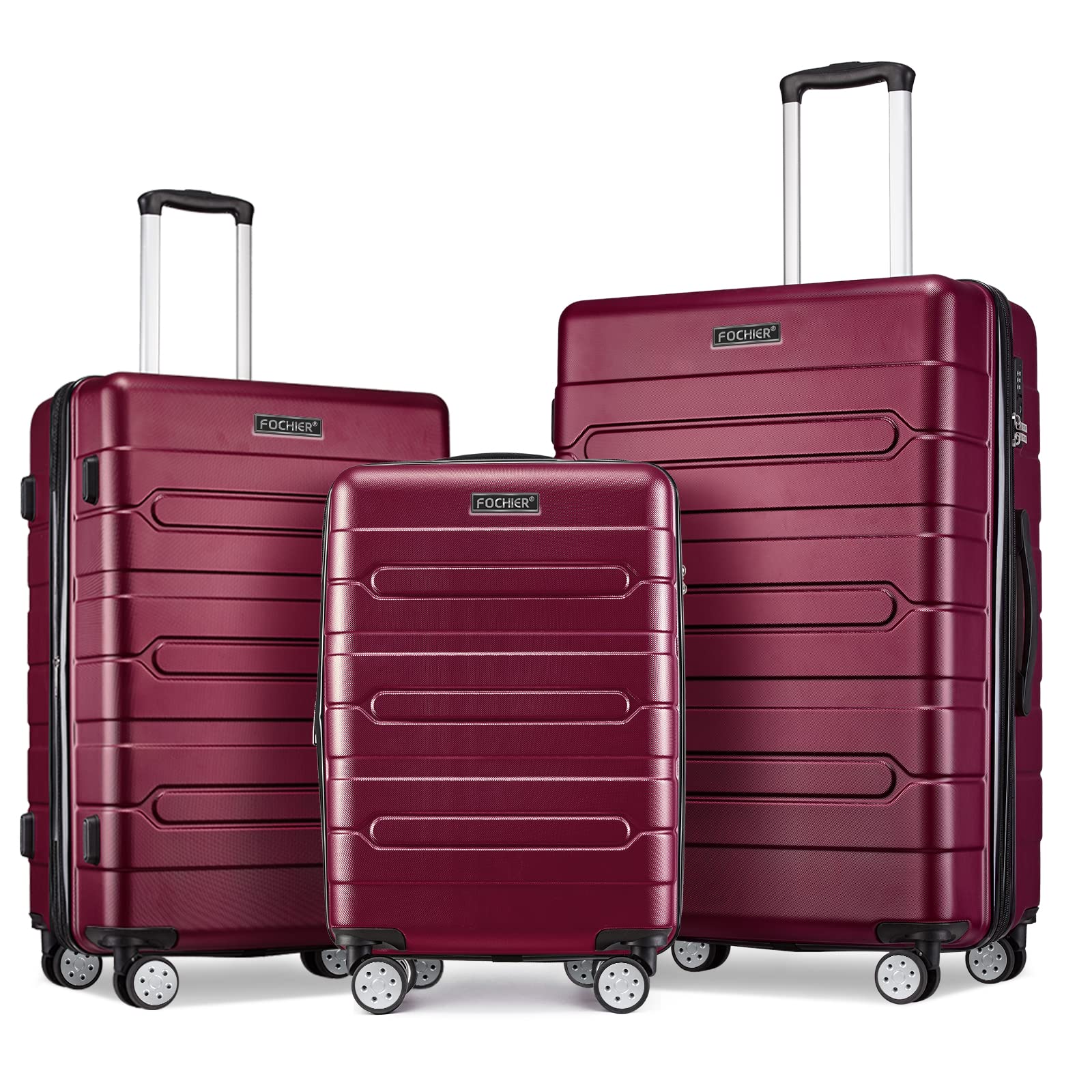 Fochier 3 Piece Expandable Luggage Set with TSA Lock, Hard Shell Rolling Suitcase Set with 4 Spinner Wheels for Women Man, 20 24 28 Inch