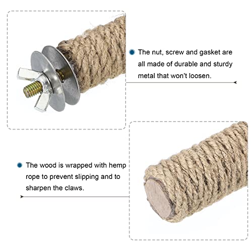 PATIKIL 1x6.7 Inch Bird Cage Perch, 2 Set Parrot Stand Paw Grinding Stick Rope Weaving Wooden Stand Cage Accessories for Parrot Parakeet Cockatiel
