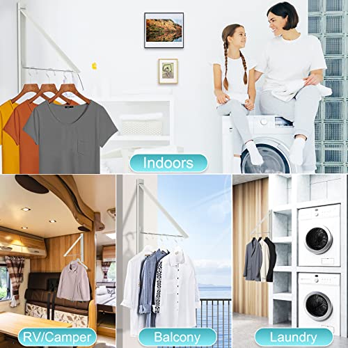 SunEegral Laundry Drying Rack Wall Mounted - Ultrathin Space Saving Clothes Drying Rack Organizer with 65Ibs Capacity - Retractable and Foldable, Perfect for Laundry Room Organization