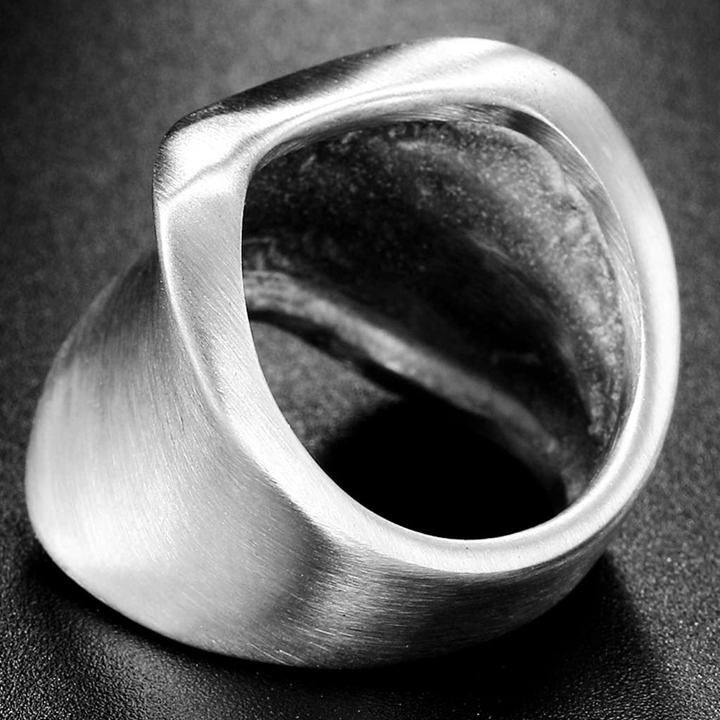 eternllery Size 4-13 Stainless Steel Never-Tarnish Matte Finish Waved Curve Chunky Wedding Statement Ring (Silver, 11)