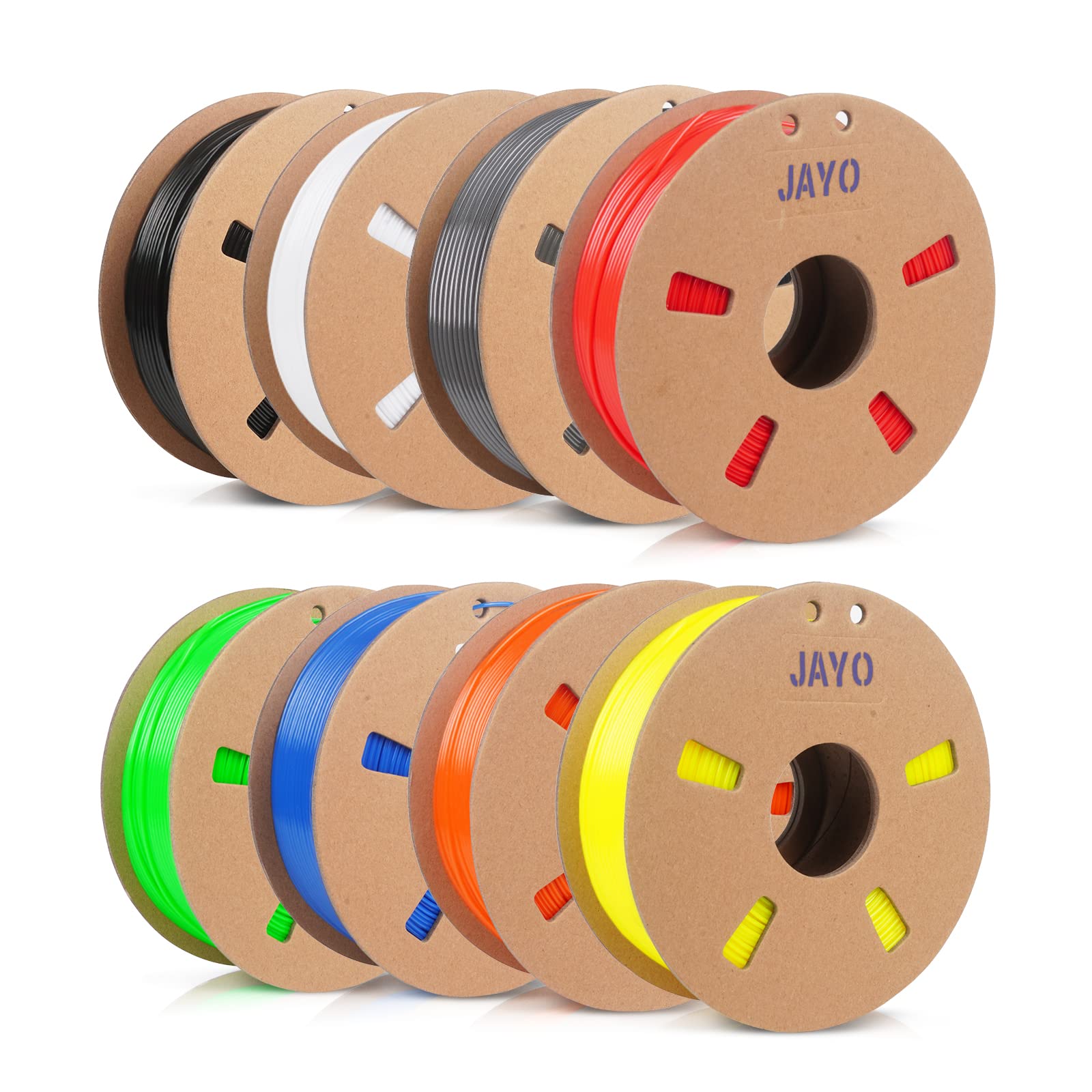 JAYO PETG 3D Printer Filament Bundles, PETG Filament 0.65KG*8 Rolls Cardboard Spools 1.75mm, Consumable Dimensional Accuracy +/-0.02mm, 5.2KG Printing Material Fits FDM 3D Printers, PETG 650G×8 Colors