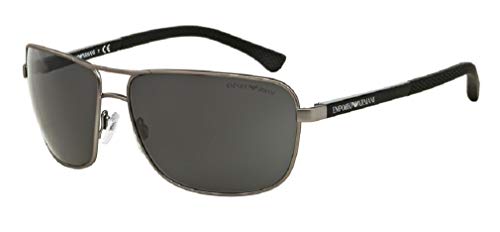 Emporio Armani EA2033 309487 64M Black Rubber/Grey Rectangular Sunglasses for Men+ BUNDLE With Designer iWear Eyewear Kit